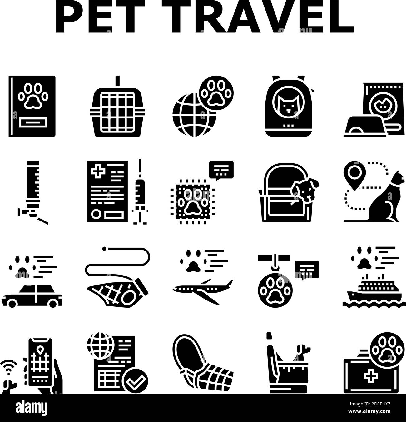 Pet Travel Equipment Collection Icons Set Vector Stock Vector Image ...