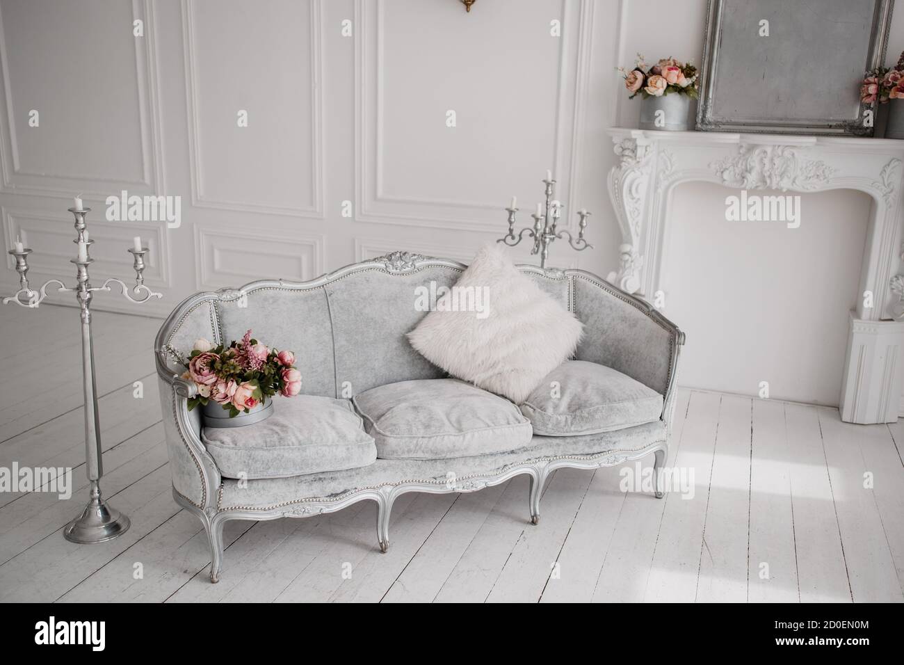 a beautiful sofa in a light color room Stock Photo - Alamy