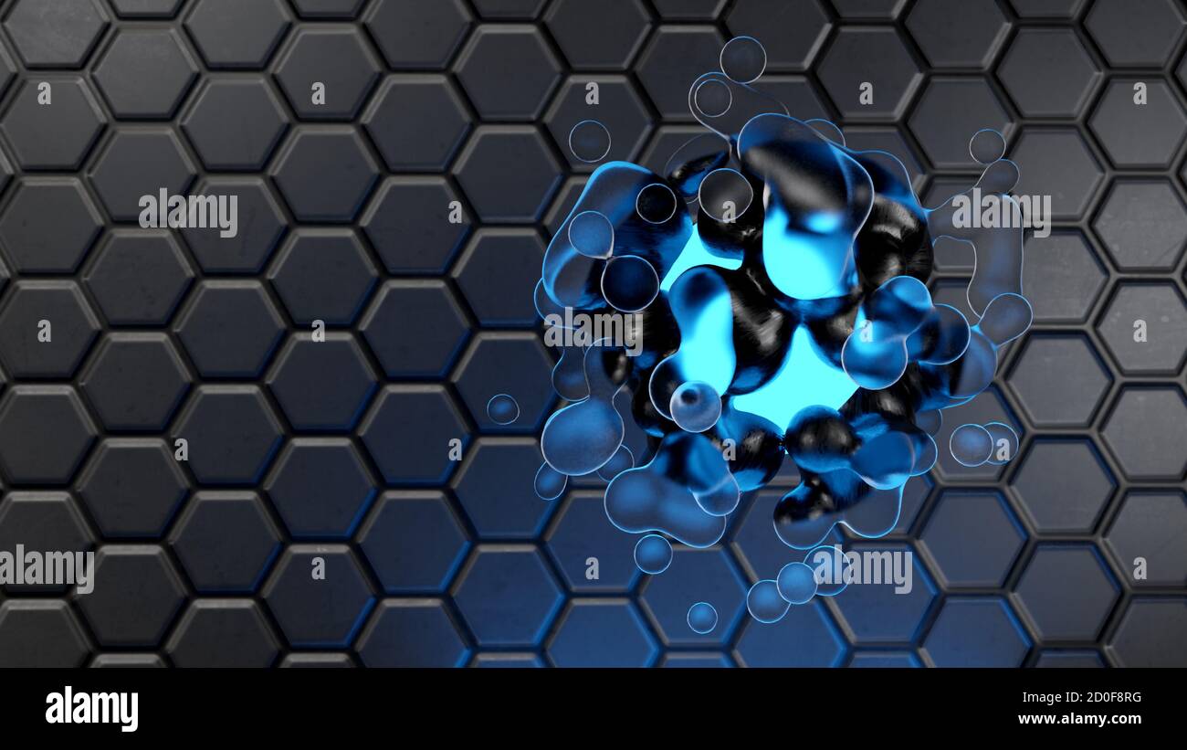 3d swirling futuristic glowing blob of plastic and metal against ...