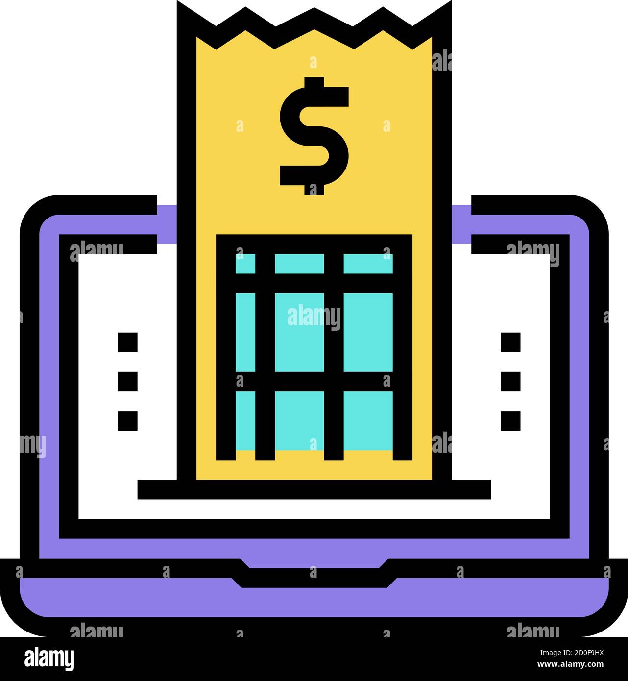 purchase report discharge laptop screen color icon vector illustration ...