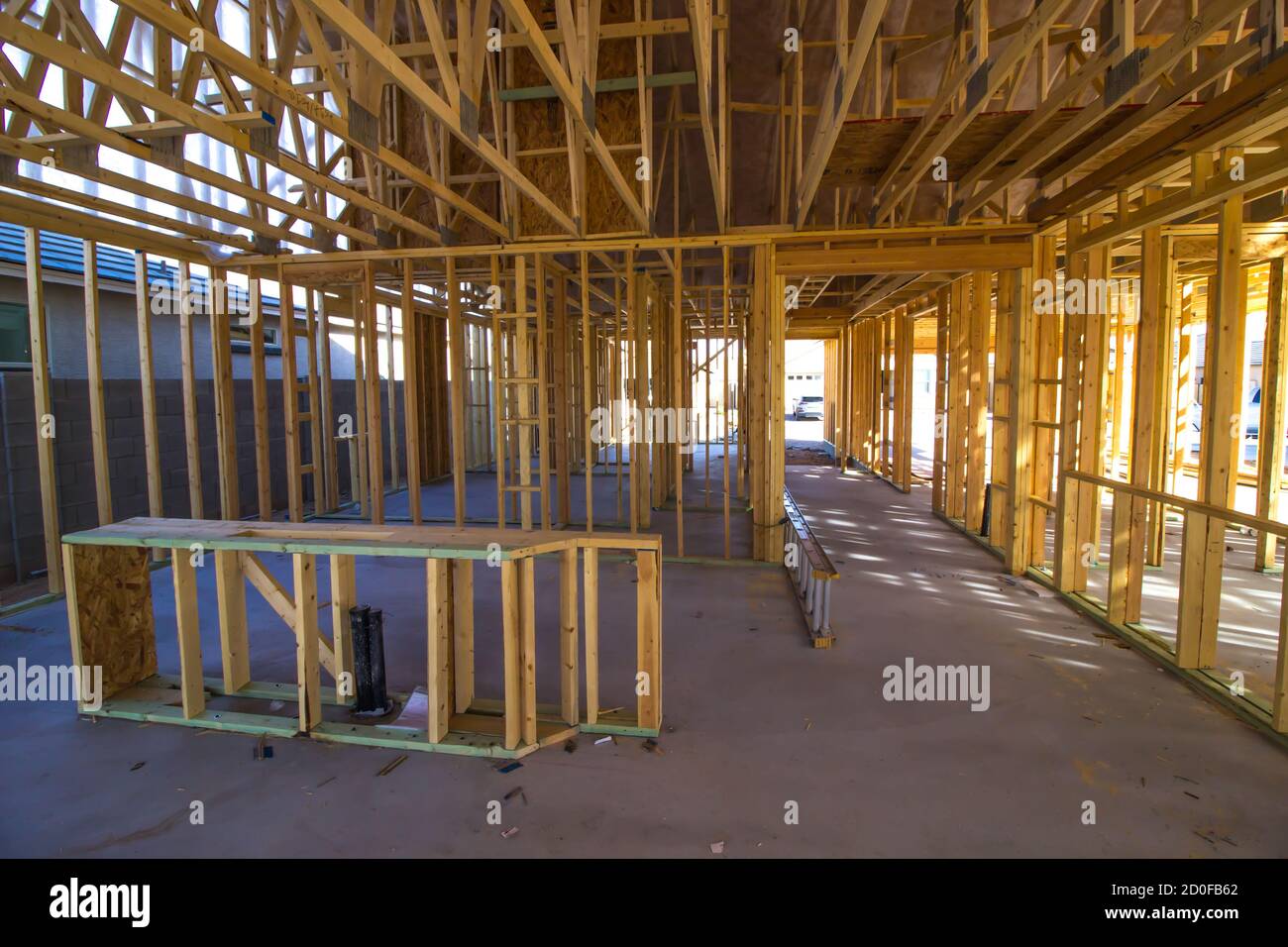 Framing Stage Of New Home Construction Stock Photo - Alamy