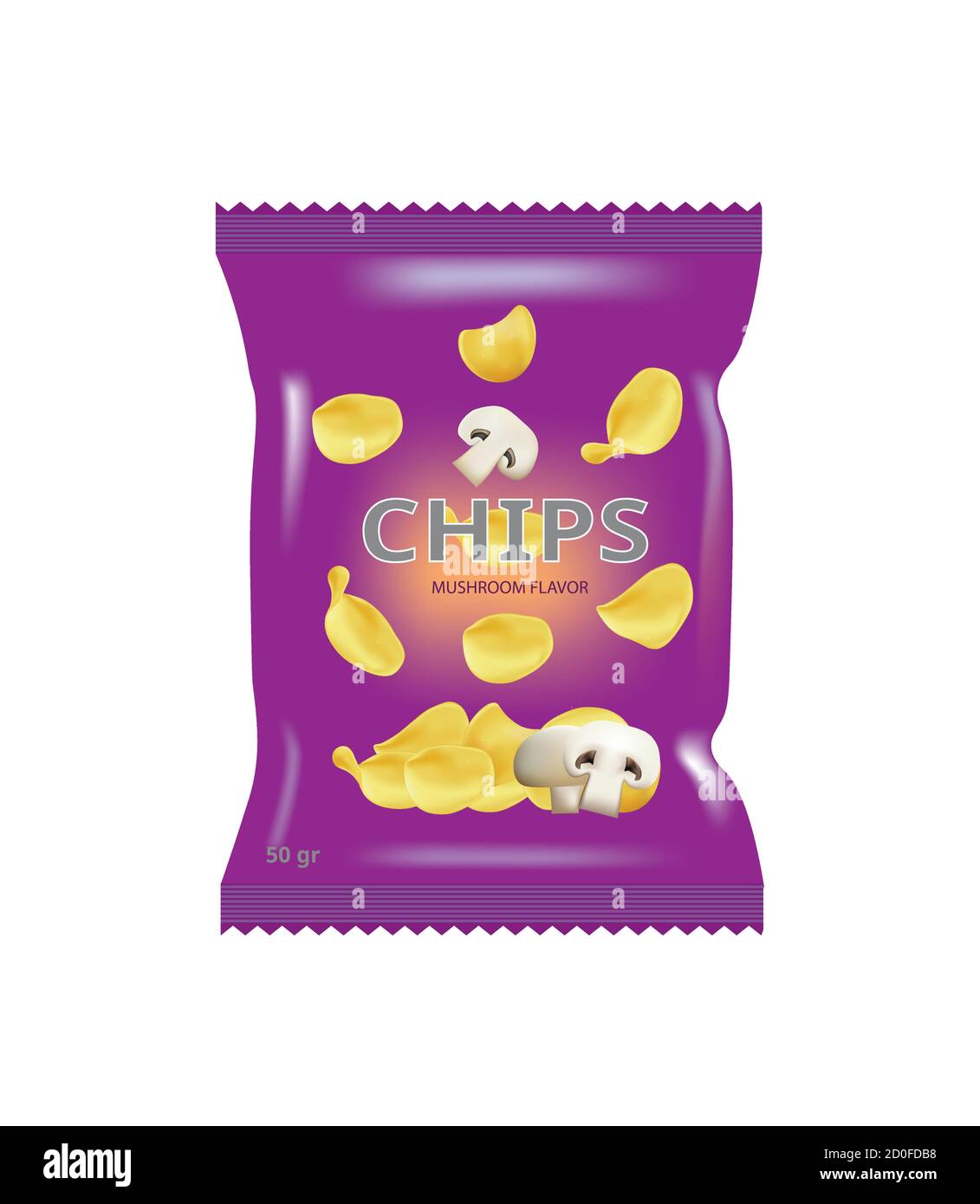 Mushroom potato chips bag. vector illustration Stock Vector Image & Art ...