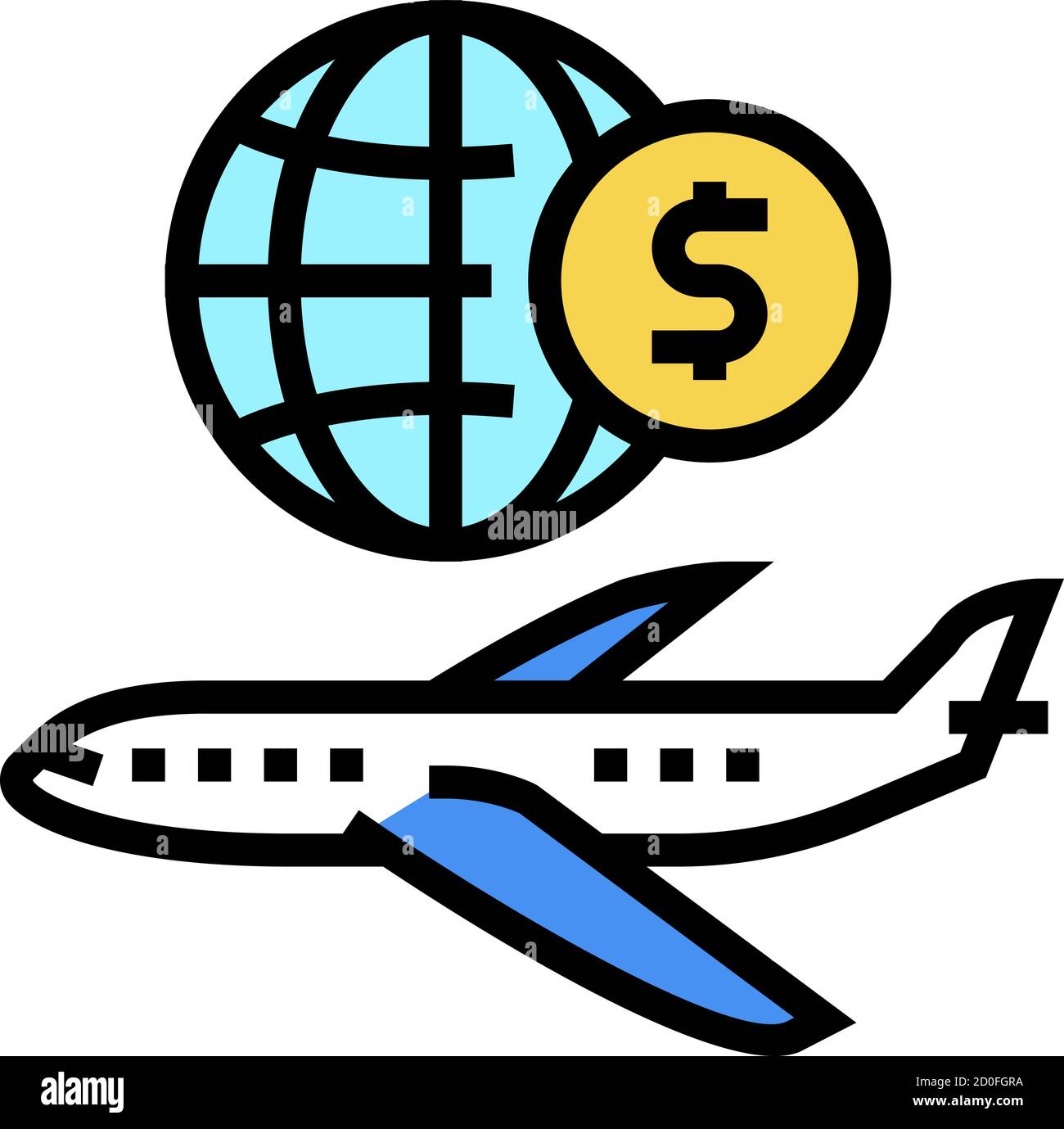 airplane international transportation color icon vector illustration ...