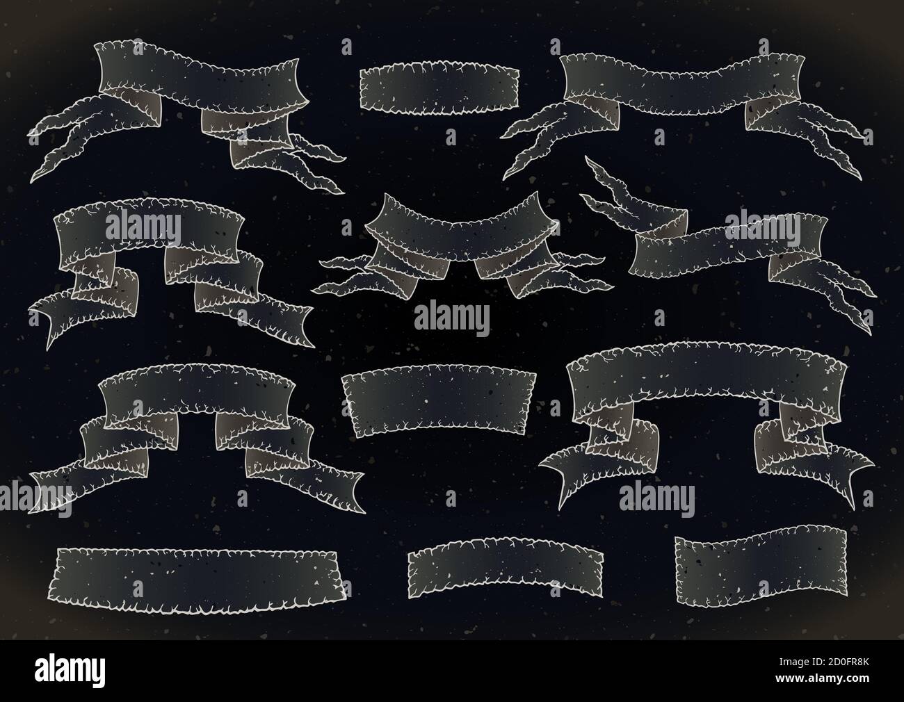 Vector set of old tattered banners with texture. In dark colors Stock ...