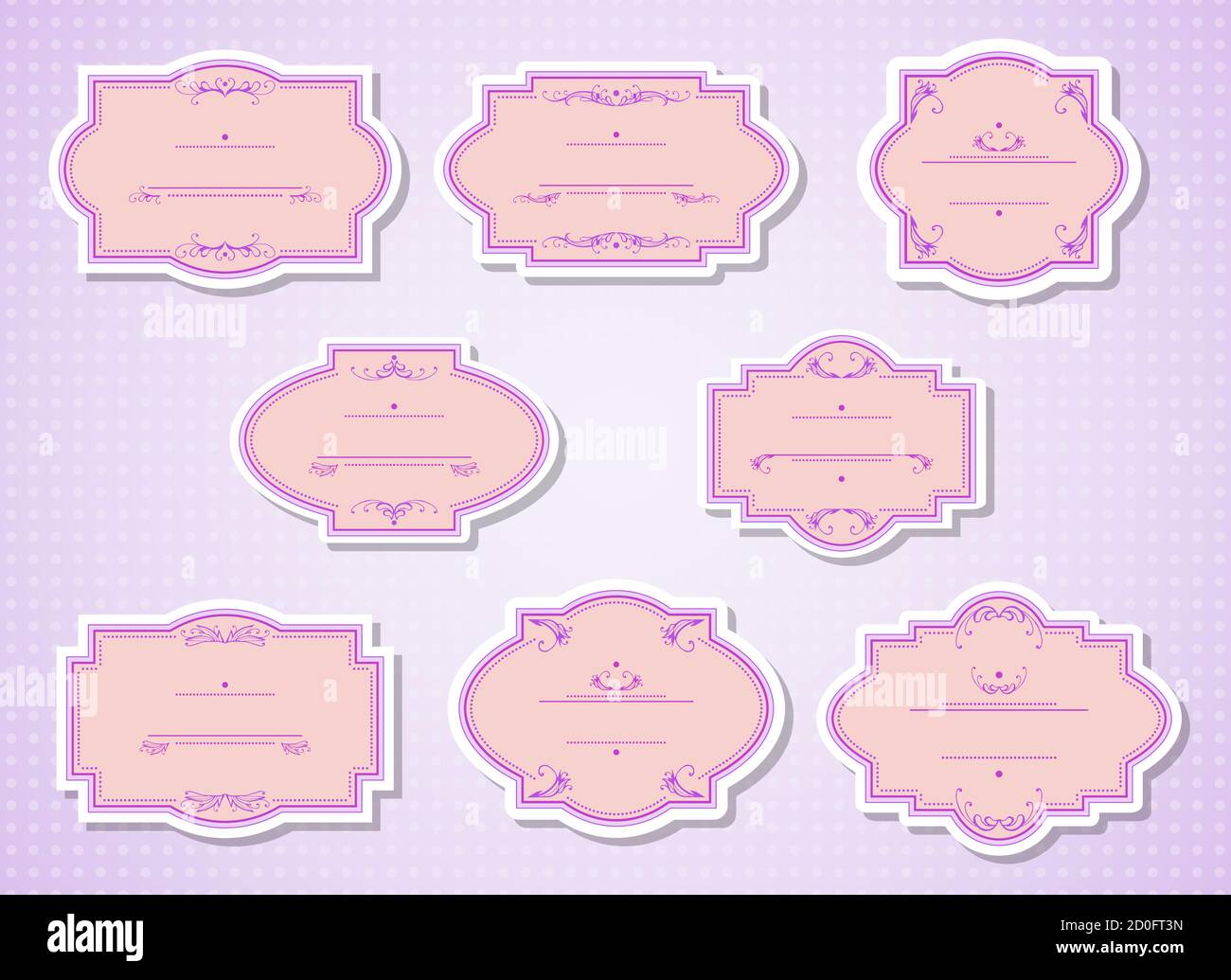 Vector set of labels and tags with frames and decorative elements. In ...