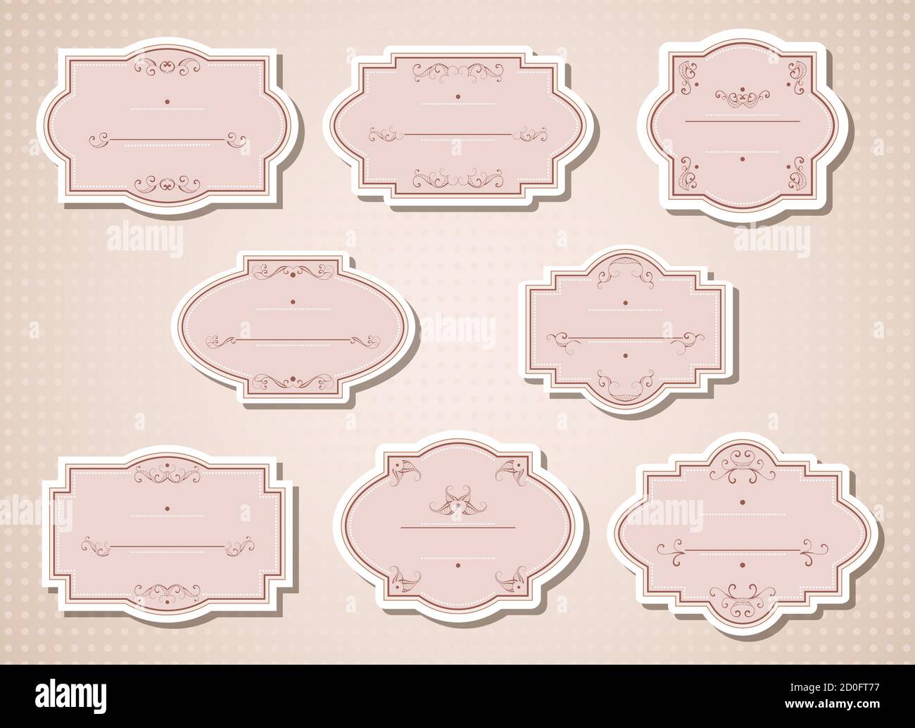Vector set of labels and tags with frames and decorative elements. In ...