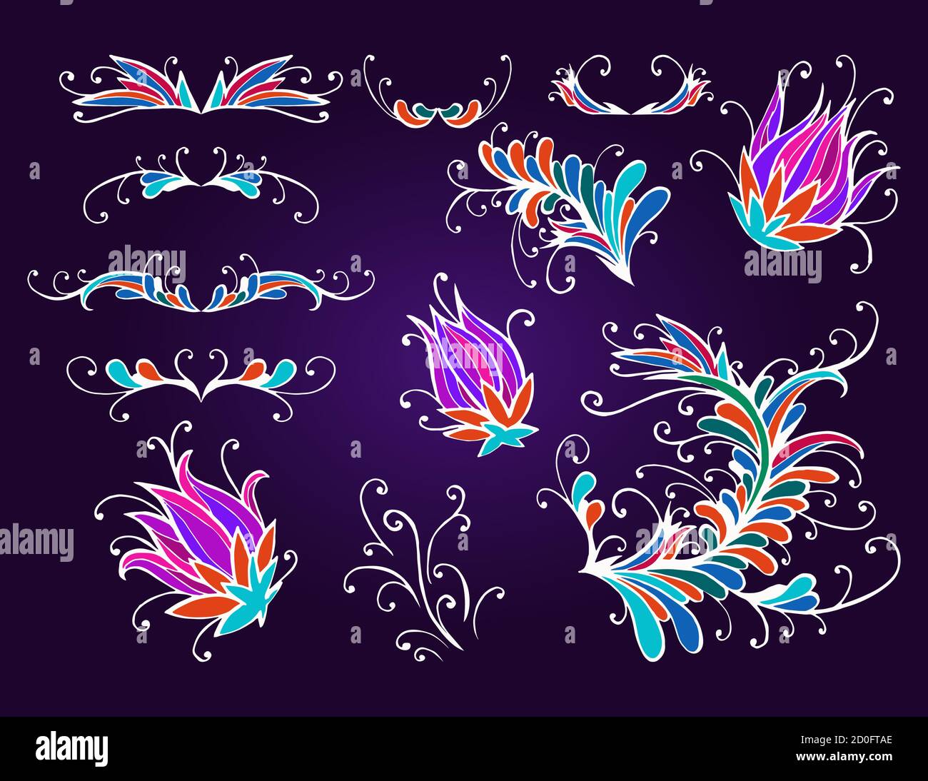 Purple flower divider Stock Vector Images - Alamy