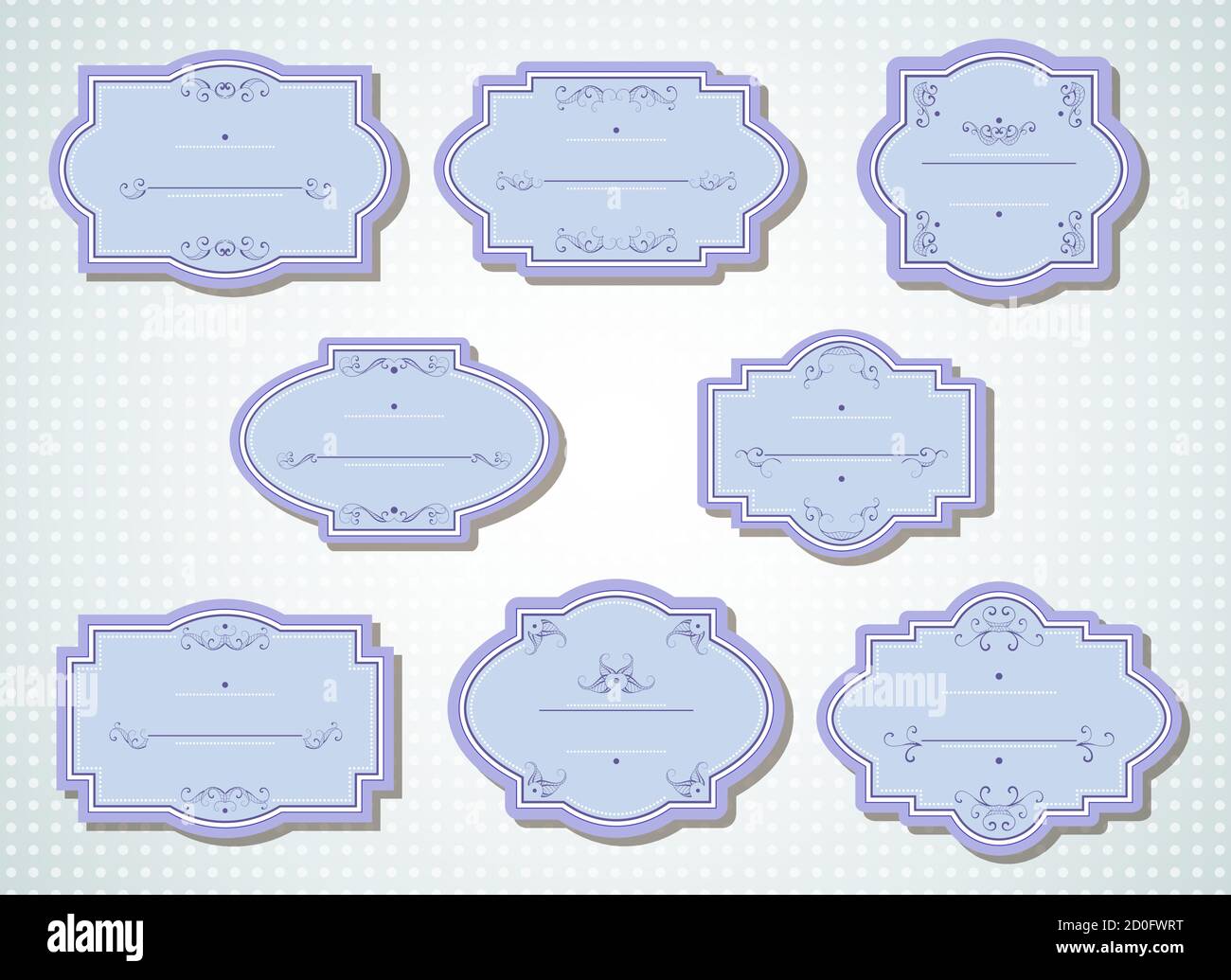 Vector set of labels and tags with frames and decorative elements. In ...