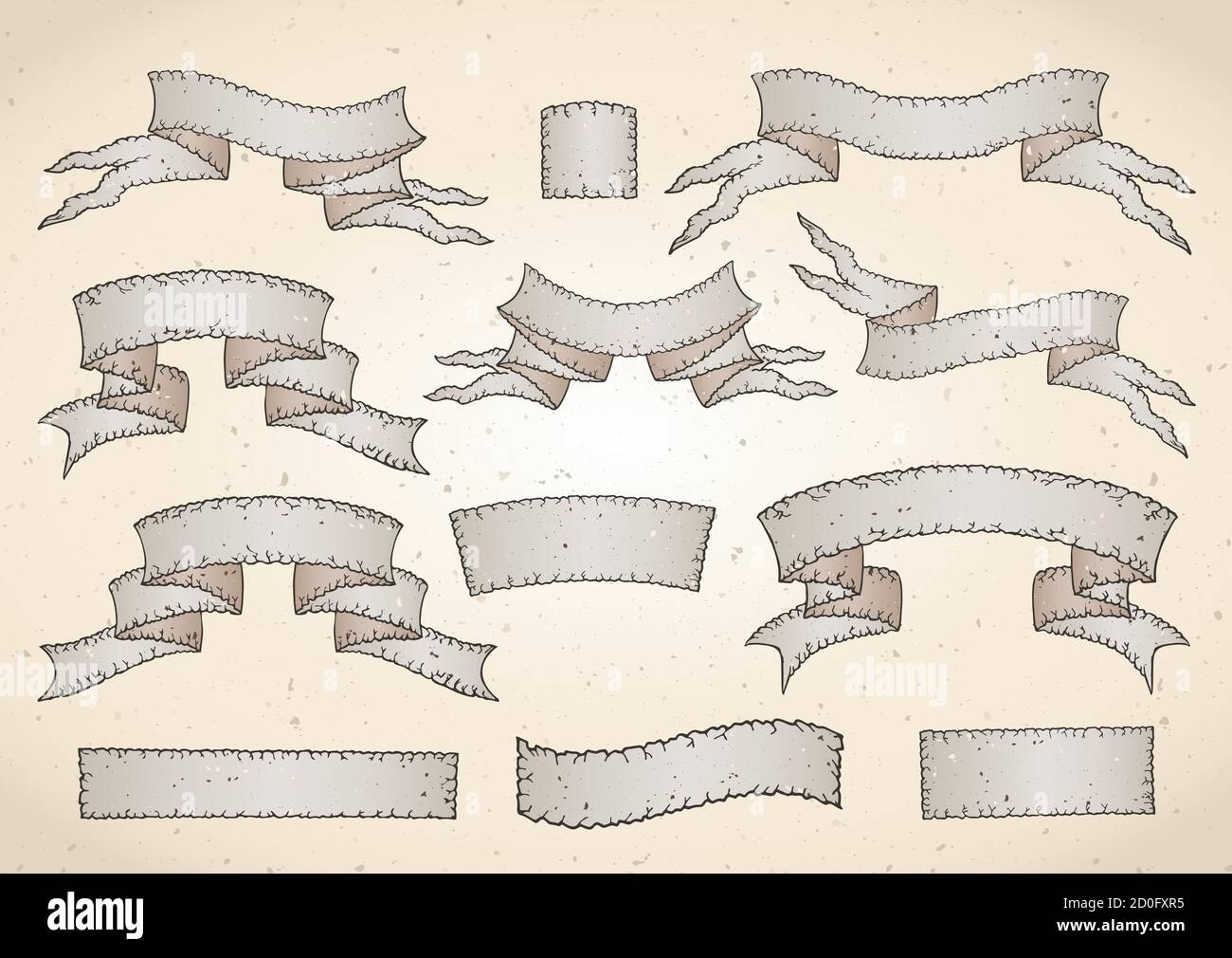 Vector set of old tattered banners with texture. In light colors Stock ...