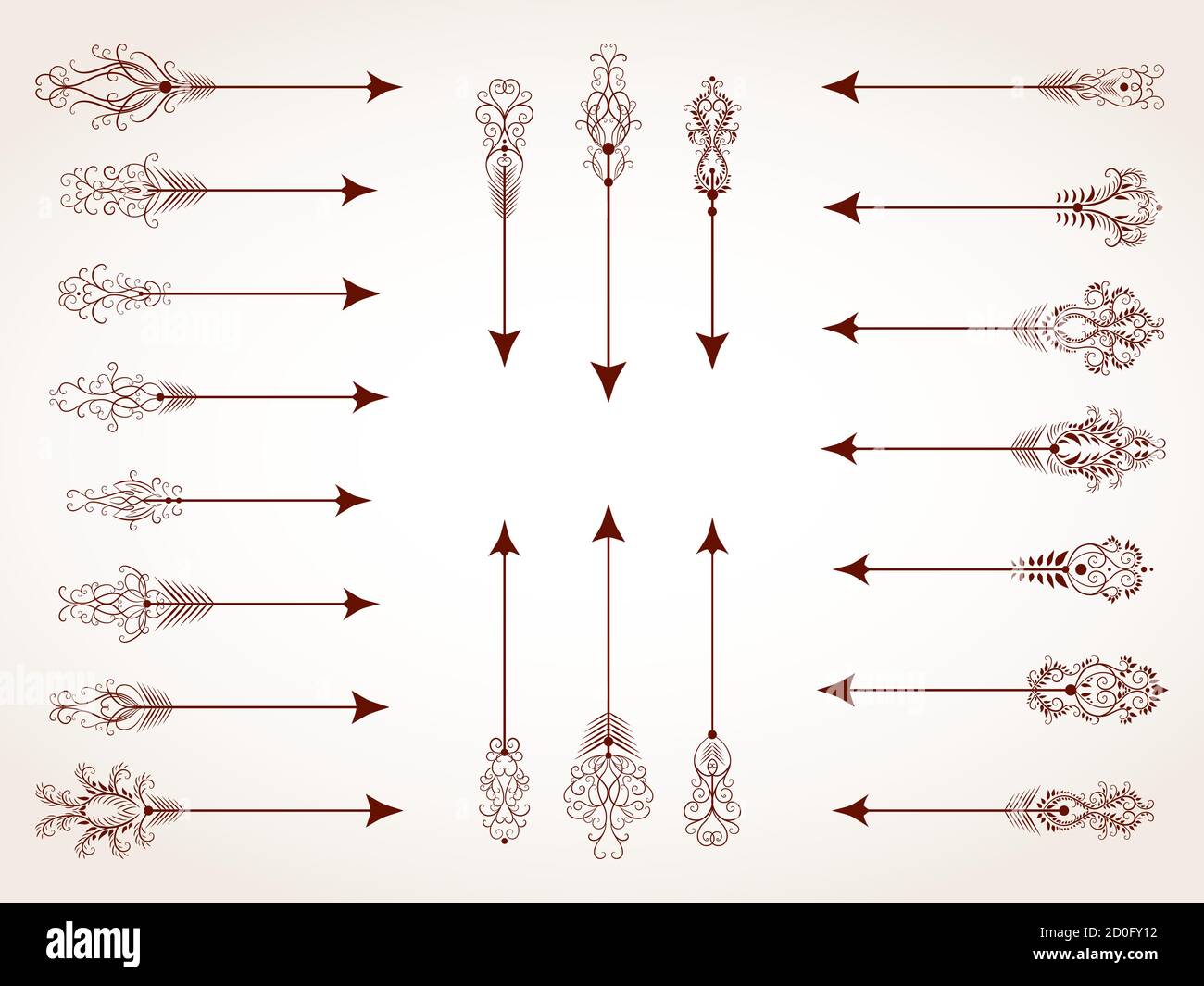 Vector collection of hand drawn decorative arrows and pointers Stock ...