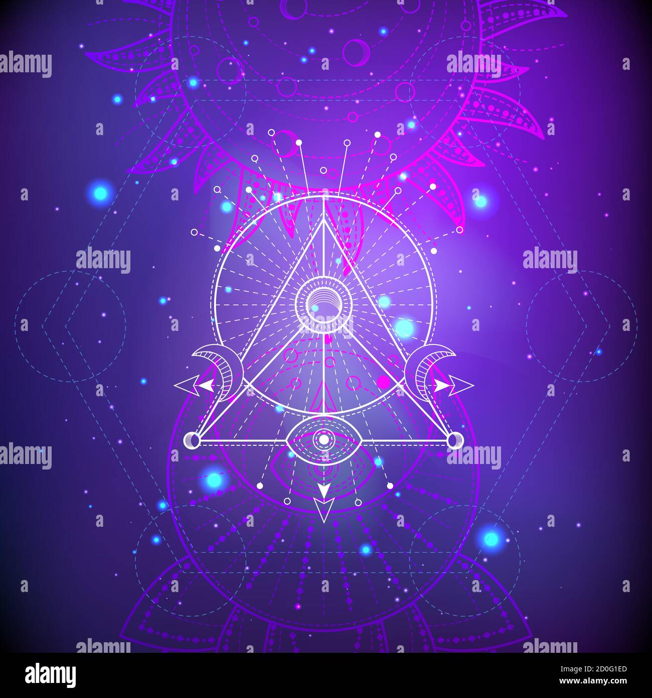 Vector illustration of mystic symbol Lotus on abstract background ...