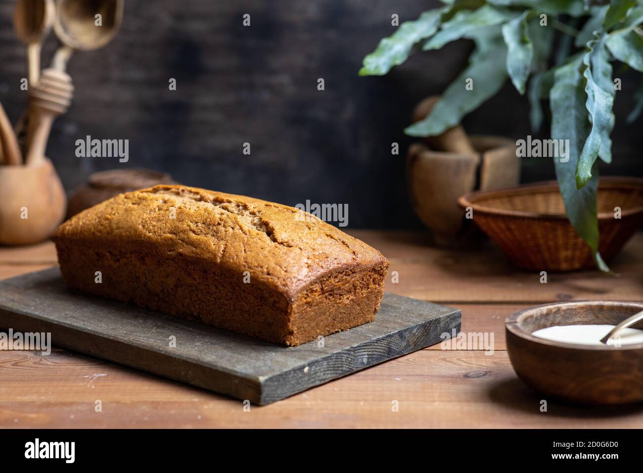 Rustic breakfast pound cake and icing Stock Photo - Alamy