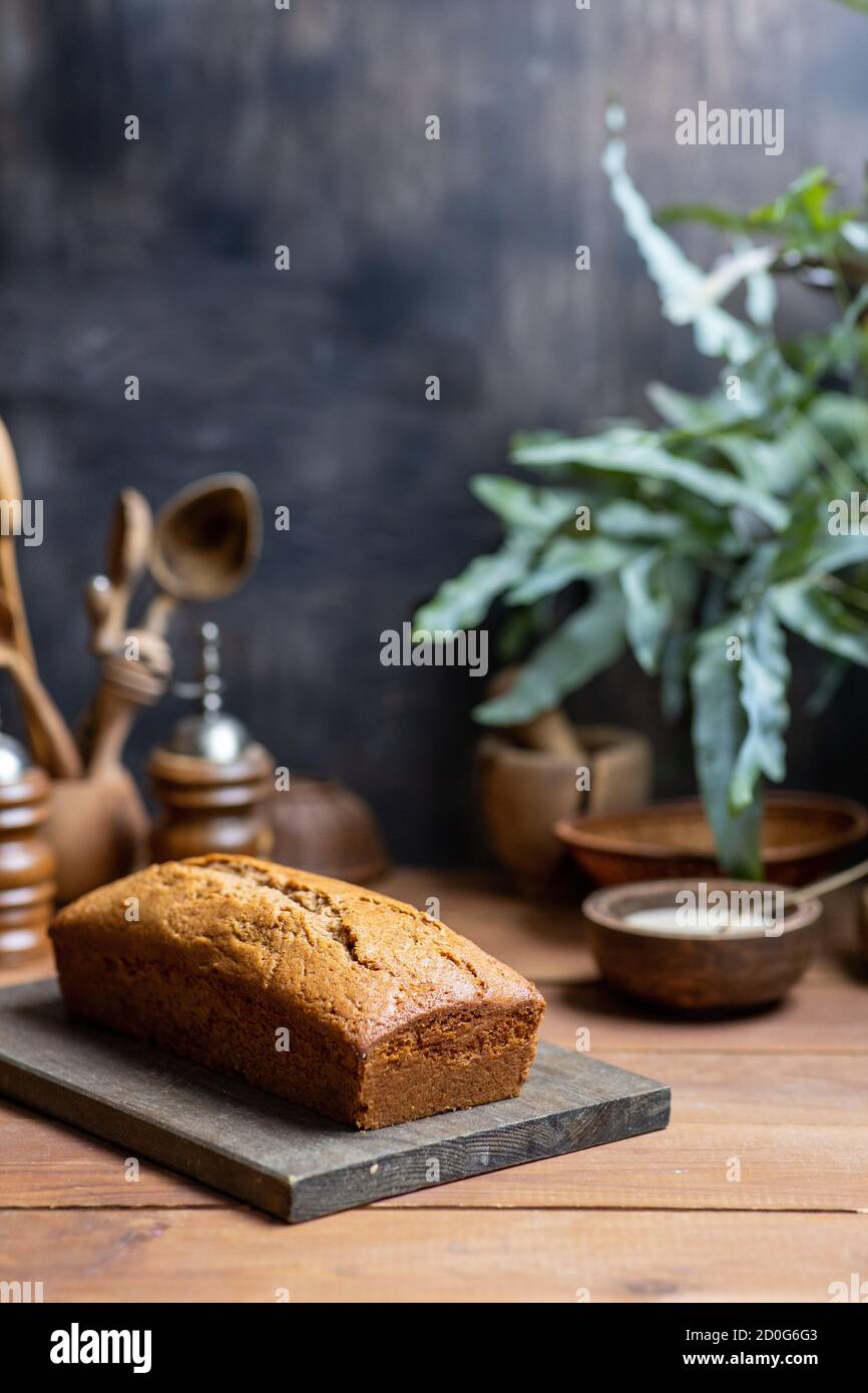 Rustic breakfast pound cake and icing Stock Photo - Alamy
