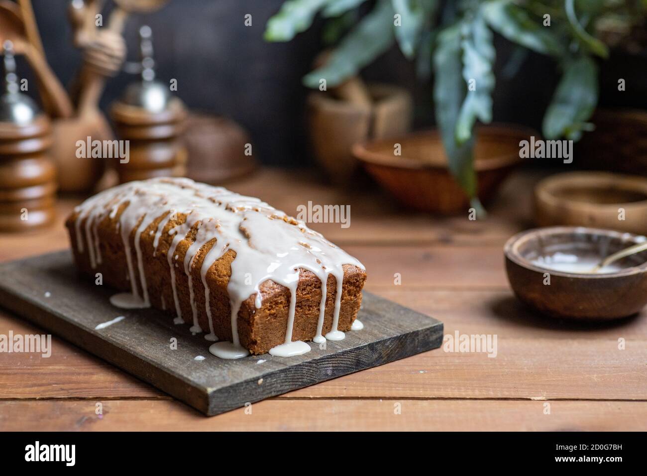 Rustic breakfast pound cake with icing Stock Photo - Alamy