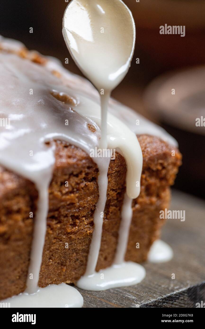 Rustic breakfast pound cake with icing Stock Photo - Alamy
