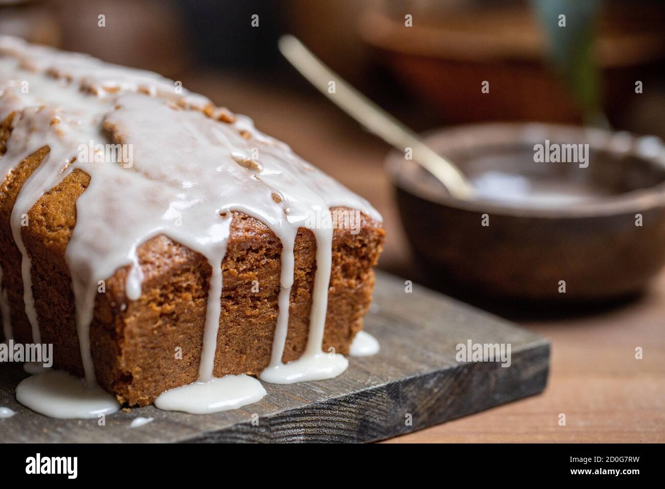 Rustic breakfast pound cake with icing Stock Photo - Alamy