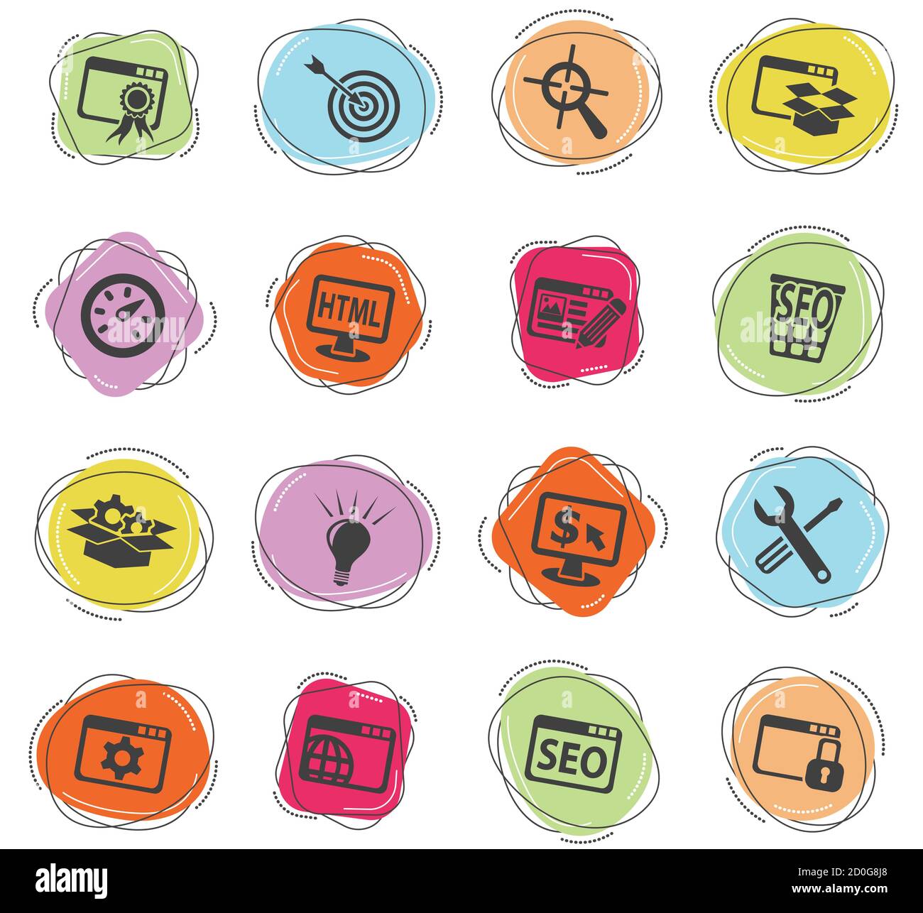 seo and development icon set Stock Vector Image & Art - Alamy