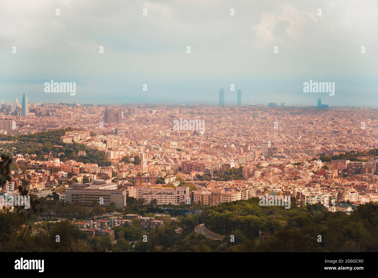 Panoramic view of Barcelona city in autumn day. Catalonia, Spain Stock ...
