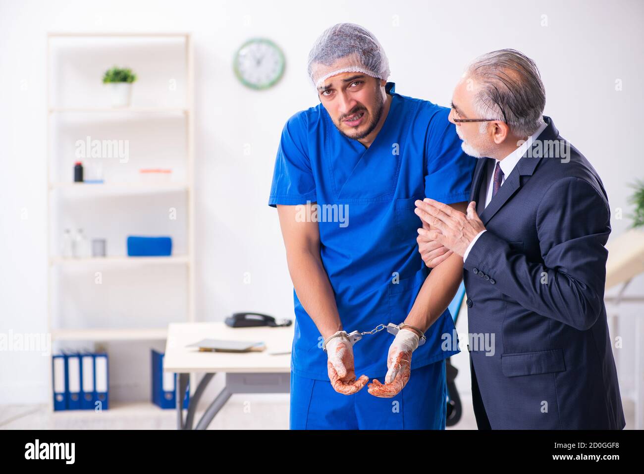 Doctor in courthouse meeting with advocate Stock Photo - Alamy