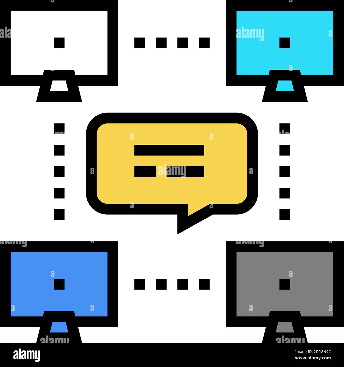 network computer users communication color icon vector illustration ...