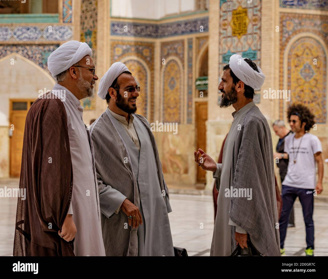 Tehran, Iran - 2019-04-16 - Three holy men talk at the Holy Shrine ...