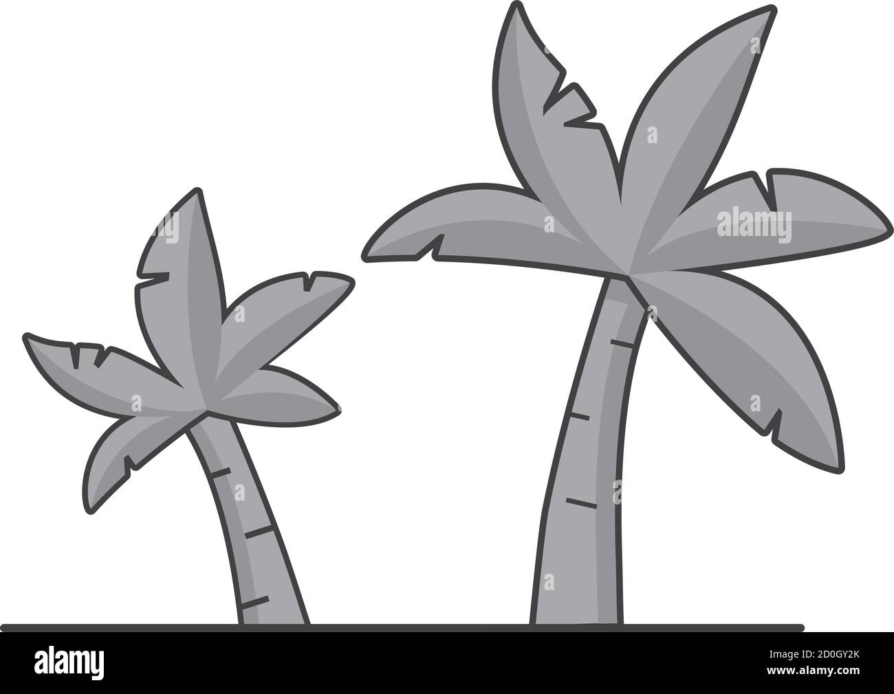 Tropical landscape with two palm trees. In flat style a vector Stock ...