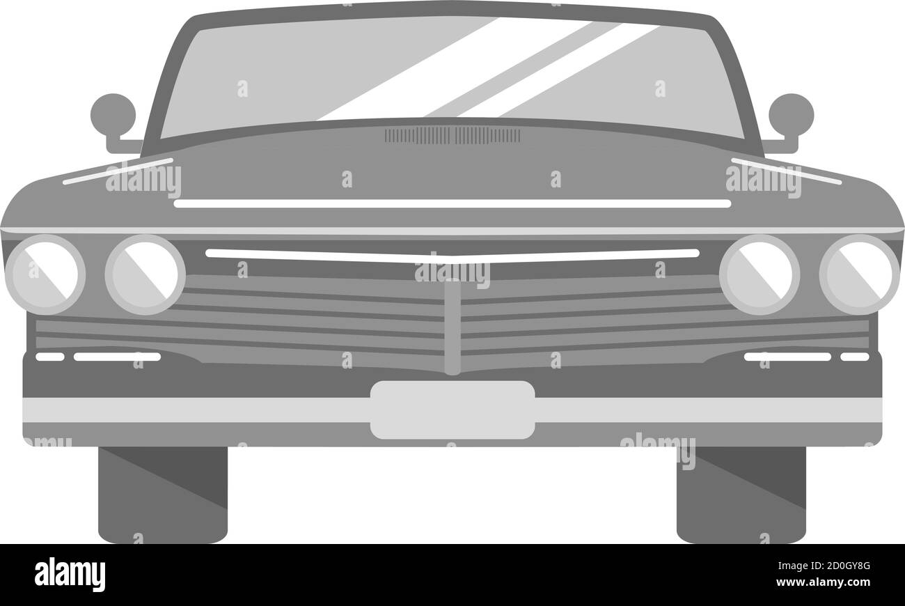 Retro the vintage car the front view on headlights and a windshield and ...