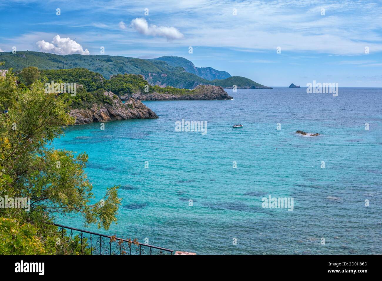 Beautiful landscape with sea bay with turquoise water, rocks and cliffs ...