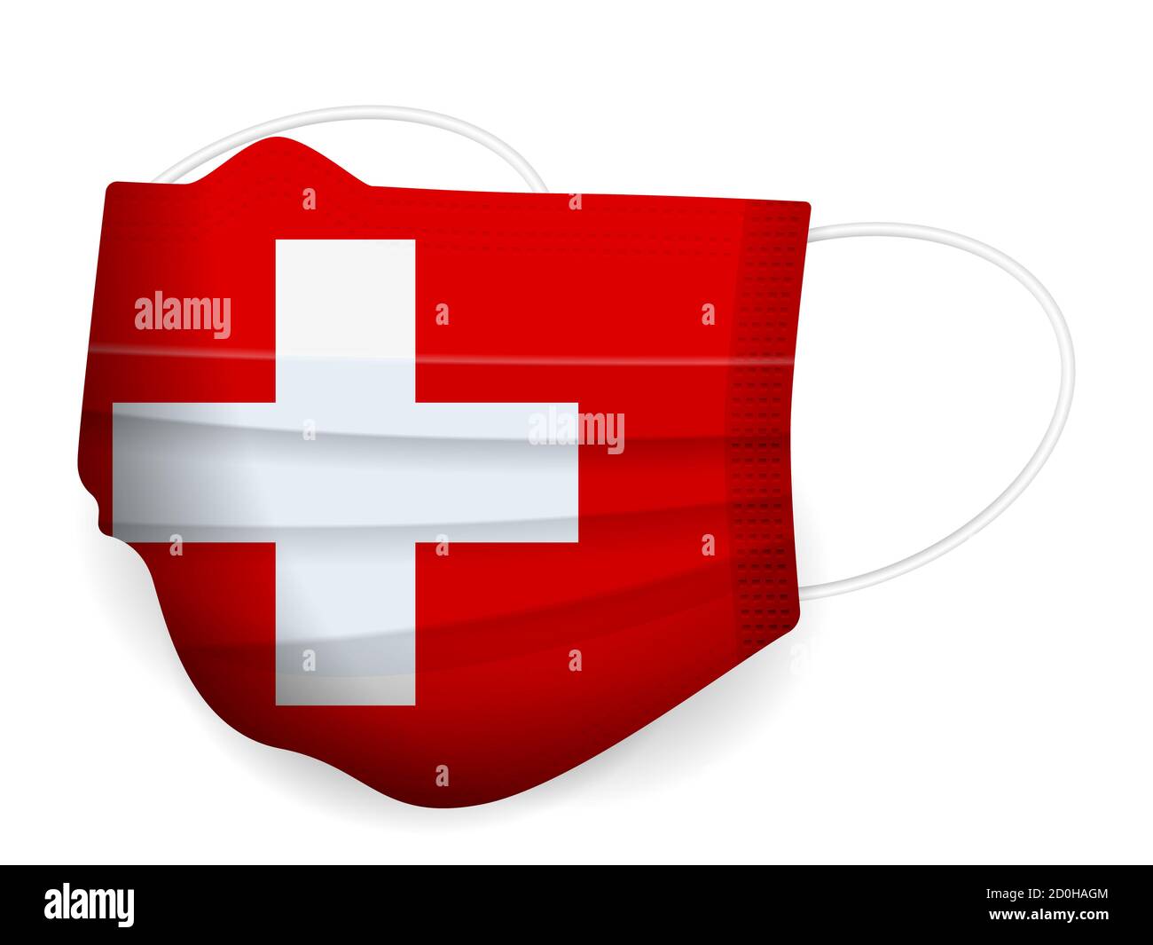 Medical mask Switzerland flag on a white background. Vector ...