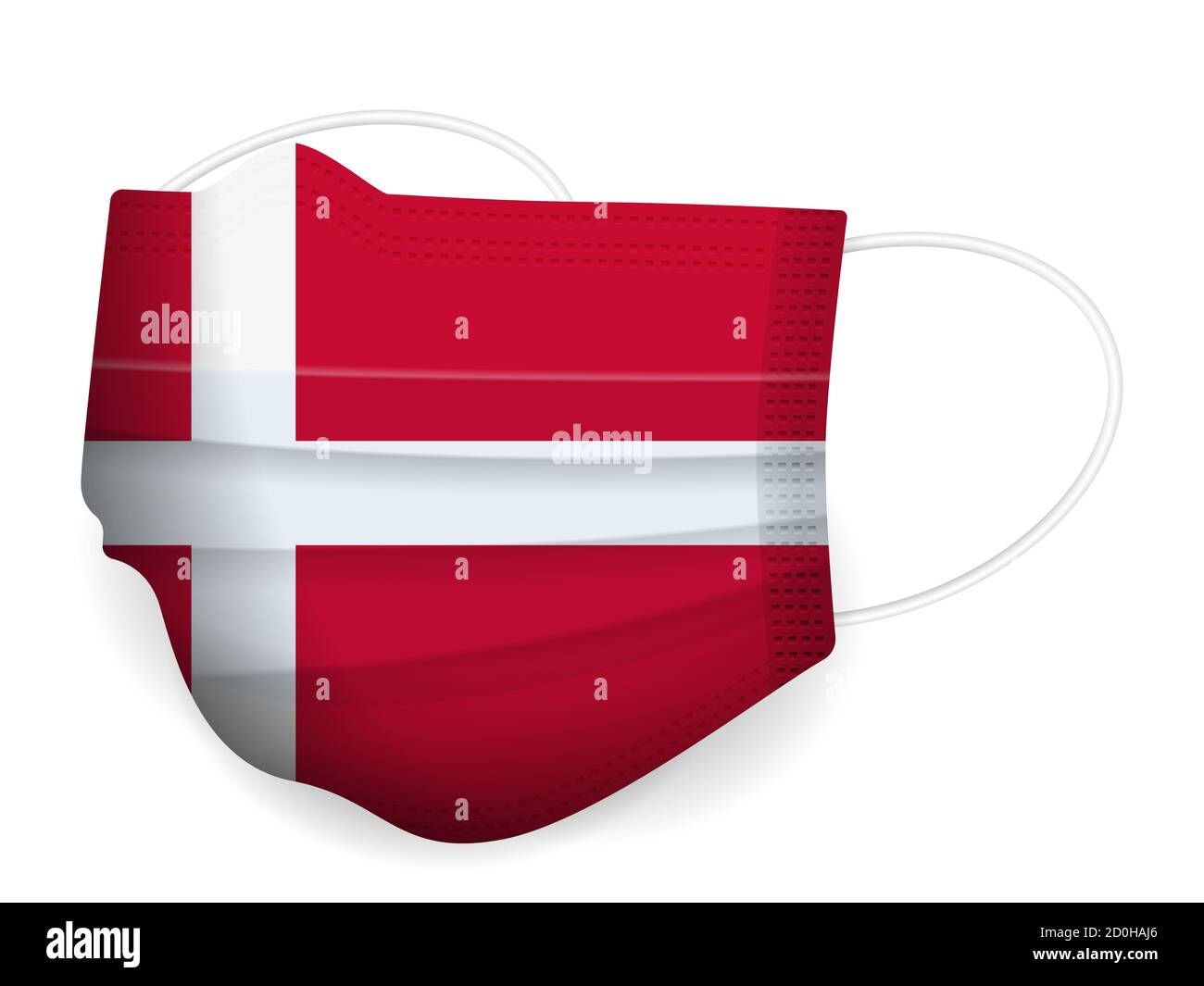 Medical mask Denmark flag on a white background. Vector illustration ...