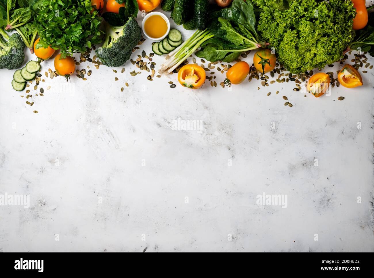 Eco food background Raw ingredients for cooking vegetarian meal. Top ...