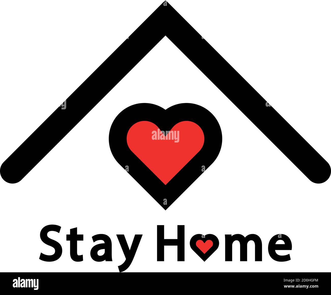 Stay home icon, heart shape love home icon logo Stock Vector Image ...