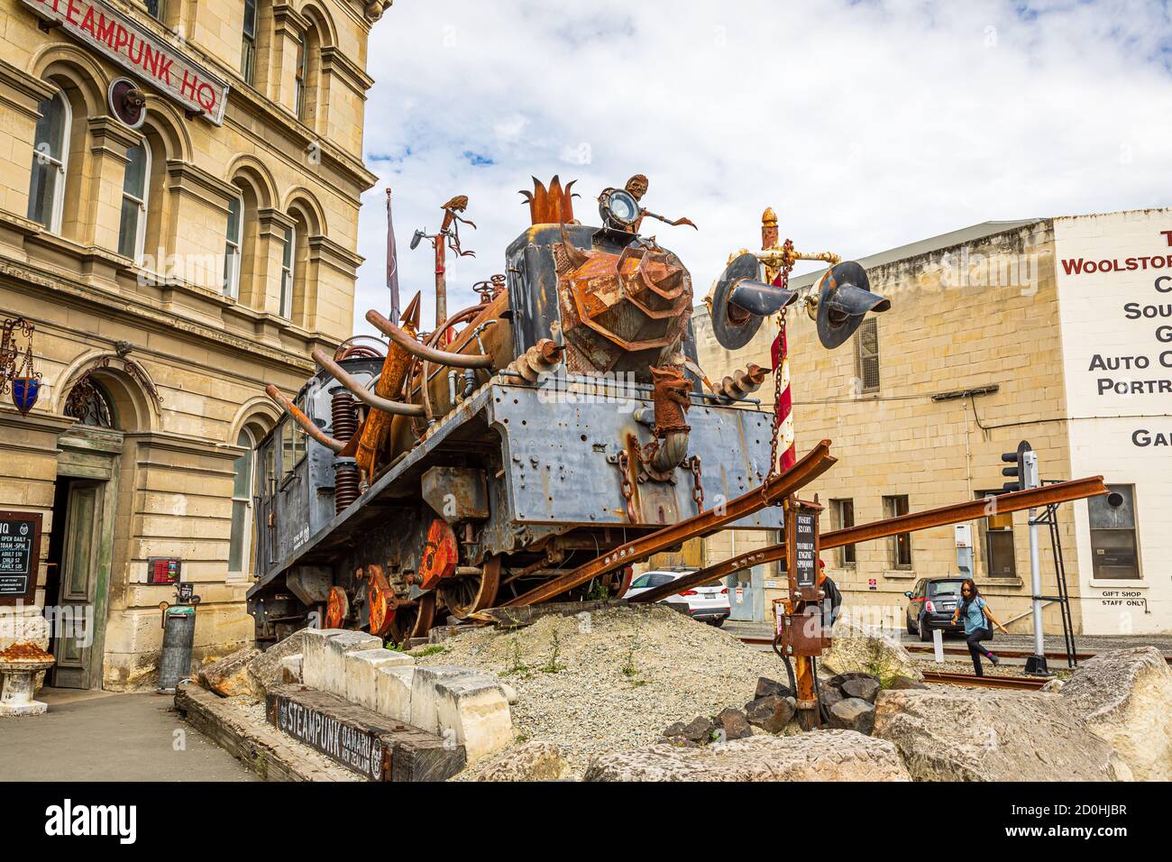 Oamaru, Otago, New Zealand: The Steampunk Headquarters at the entrance ...