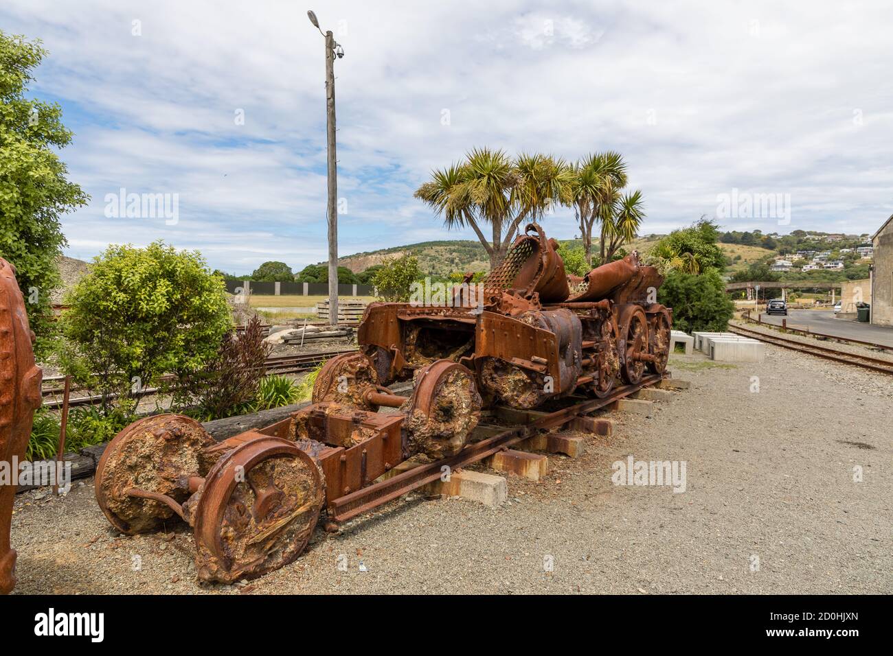 The heavily corroded boiler of a steam locomotive, waiting for ...