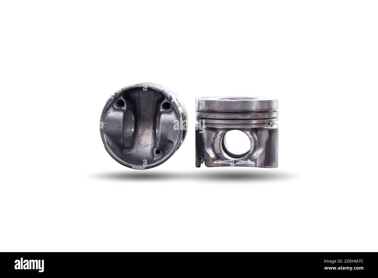 Parts of car piston isolated on white background, Automotive industry ...