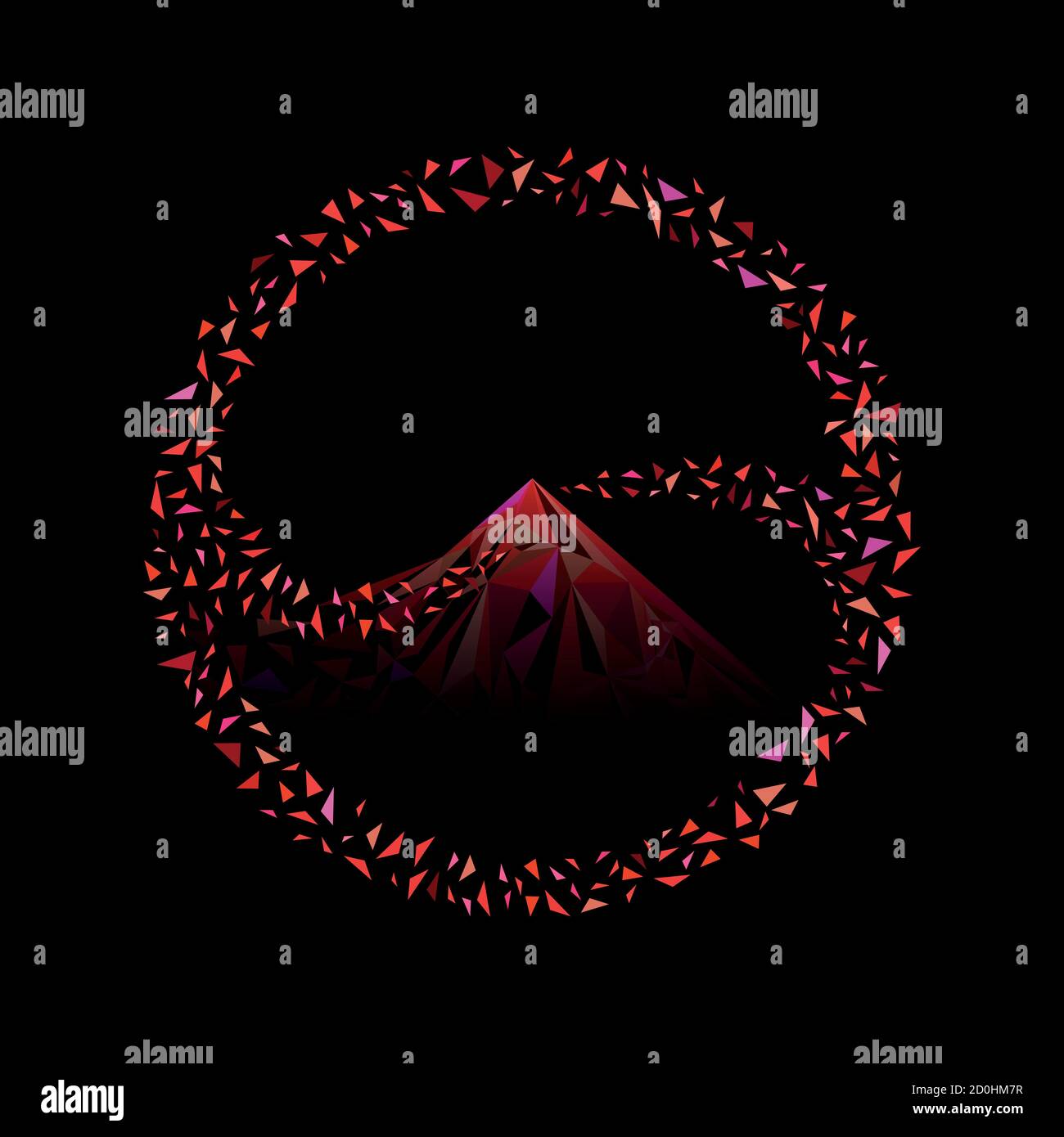 Exploded small triangles rouding and merge to become a mountain shape ...