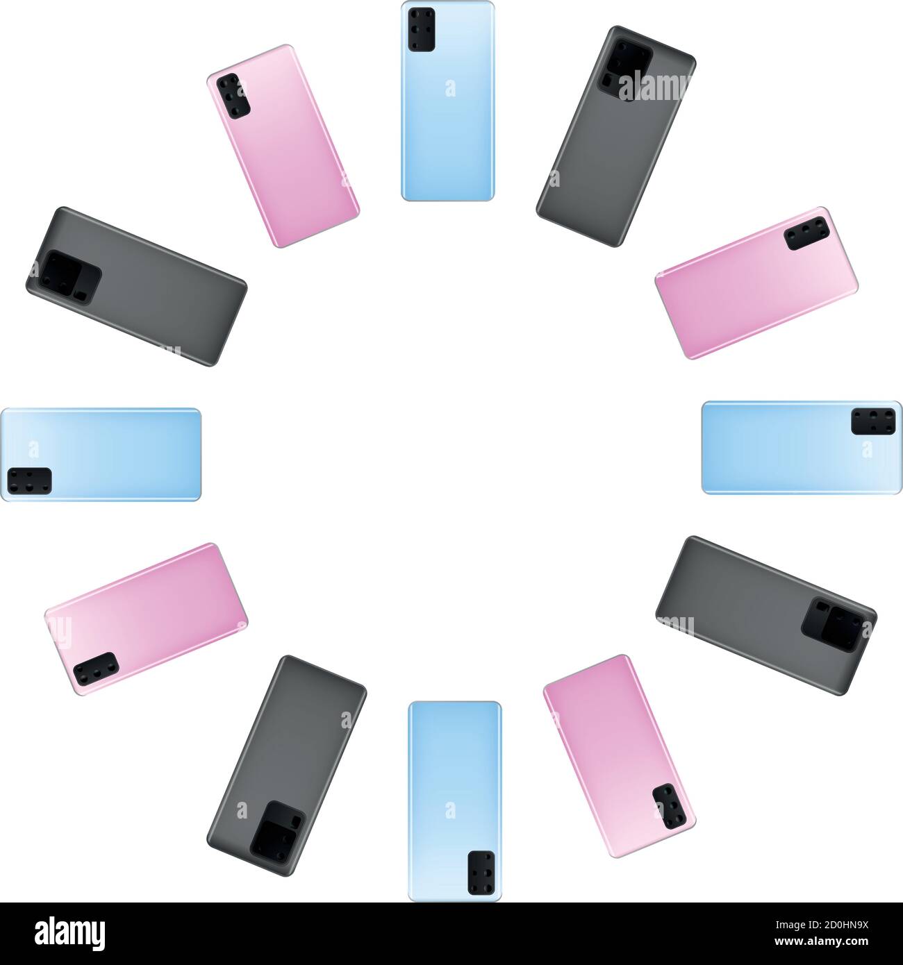 Pink, soft rose, sky blue, gray color mobile phone icon isolated on ...