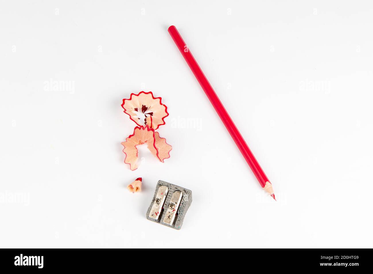 Concept art- Peeling pencil sharpener on white background Stock Photo ...