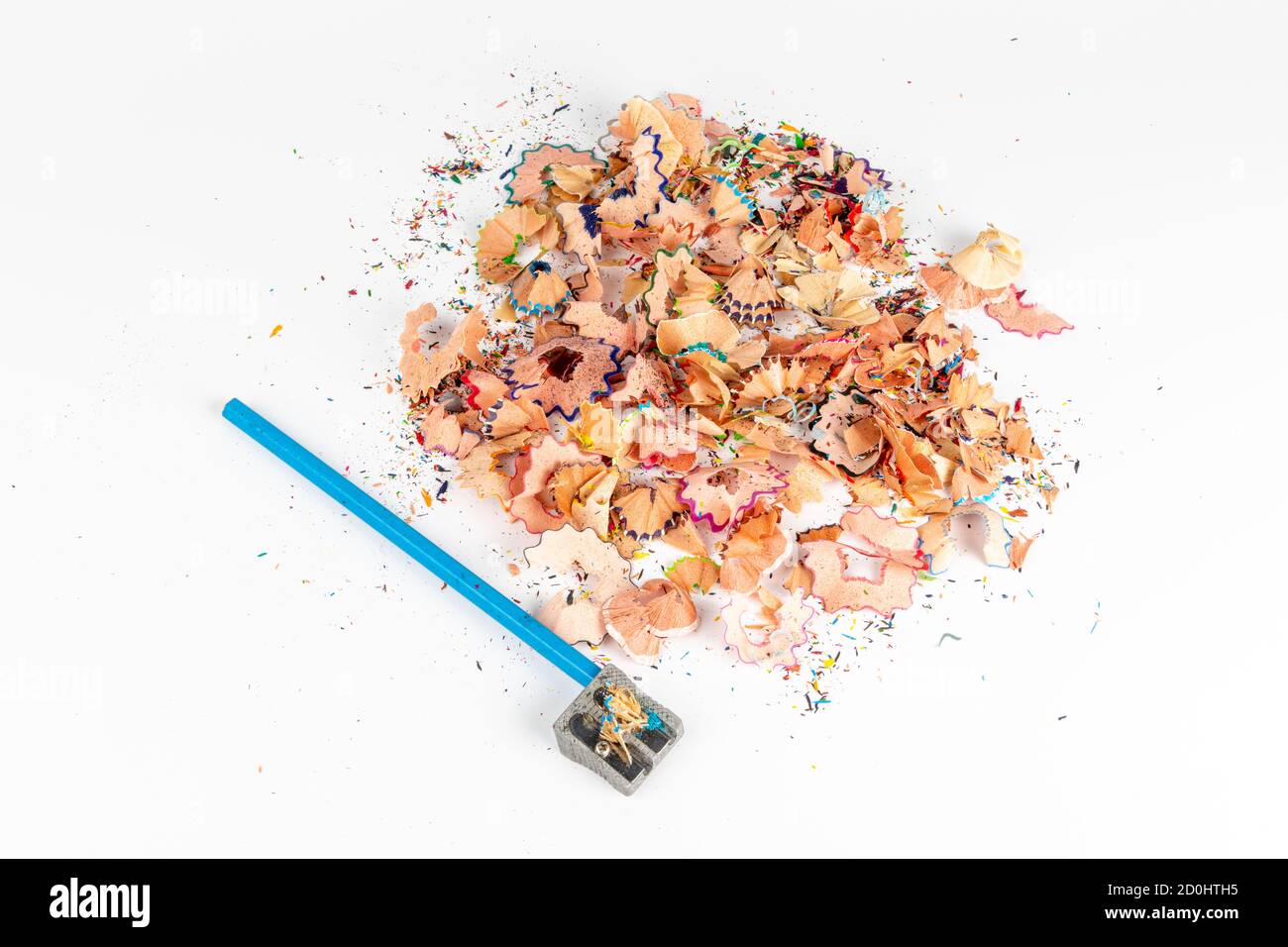 Concept art- Peeling pencil sharpener on white background Stock Photo ...