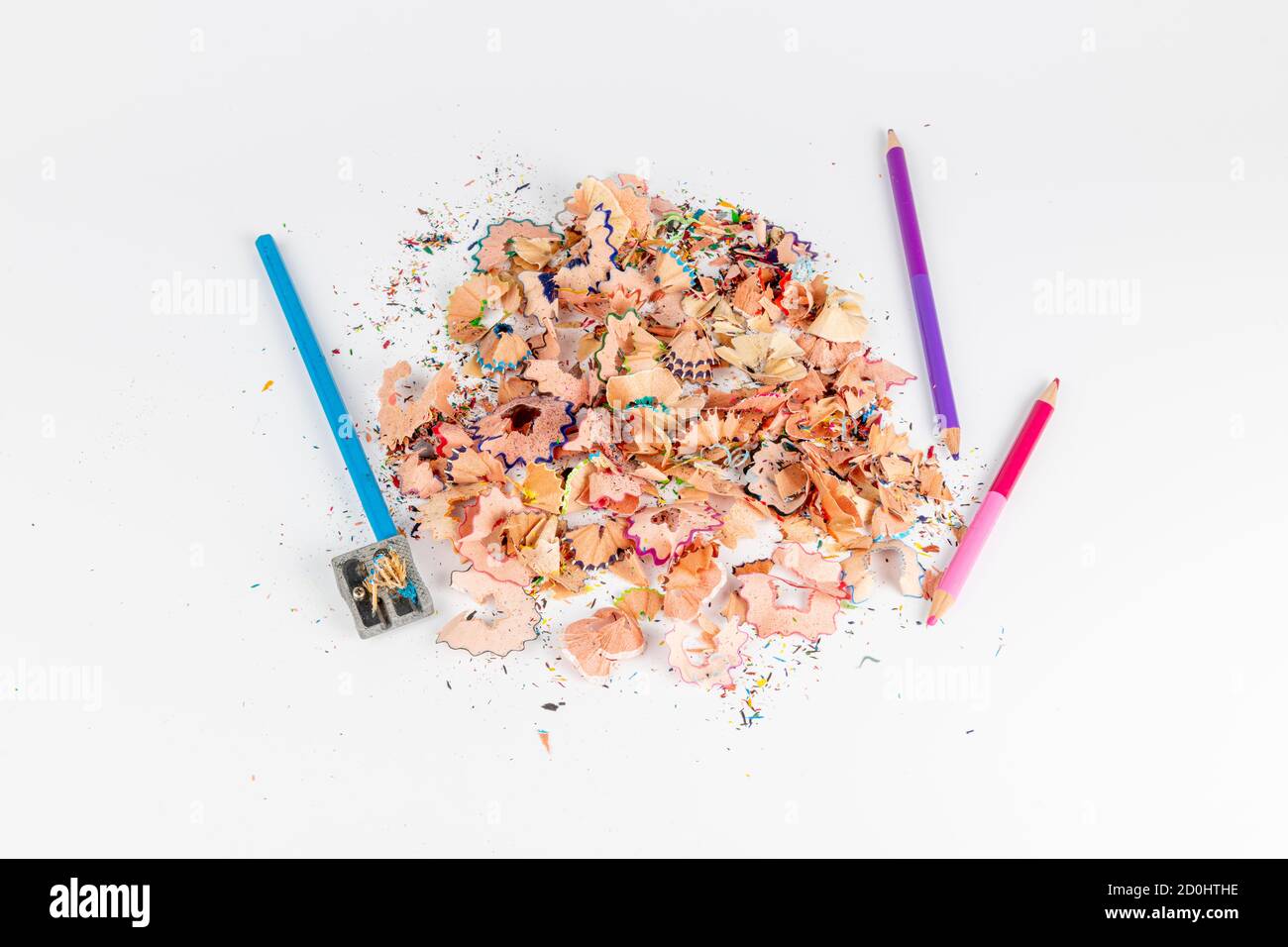 Concept art- Peeling pencil sharpener on white background Stock Photo ...