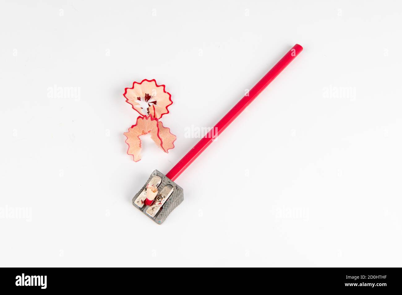 Concept art- Peeling pencil sharpener on white background Stock Photo ...