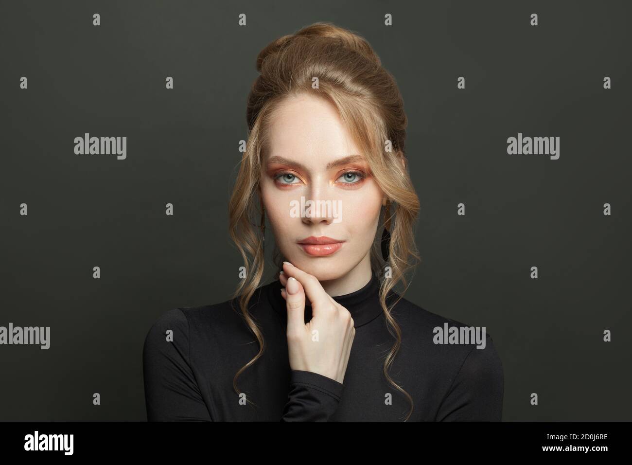 Nice model woman on black background Stock Photo - Alamy