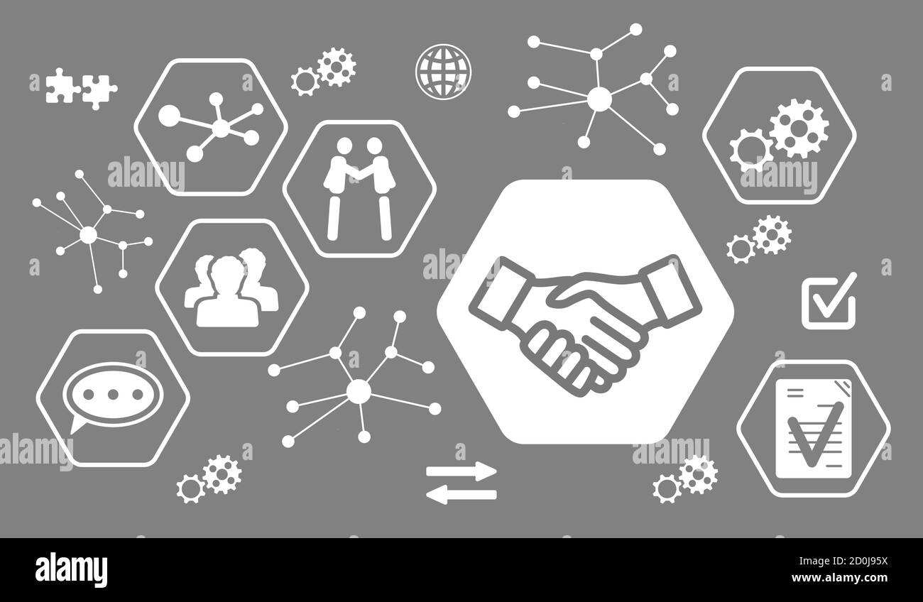 Successful corporate team collaboration Black and White Stock Photos ...