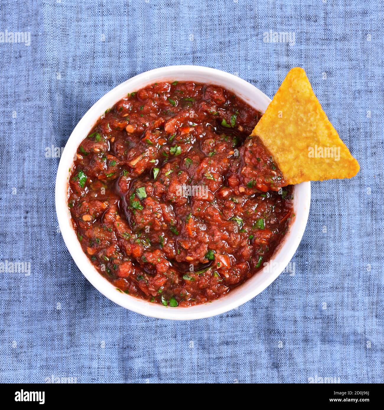 Spicy salsa dip overhead view hi-res stock photography and images - Alamy