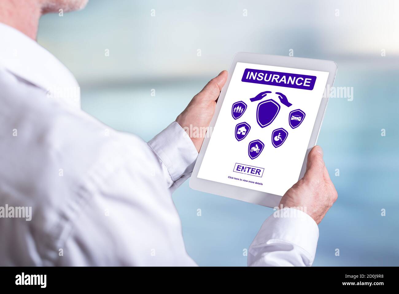 Tablet screen displaying an insurance concept Stock Photo - Alamy
