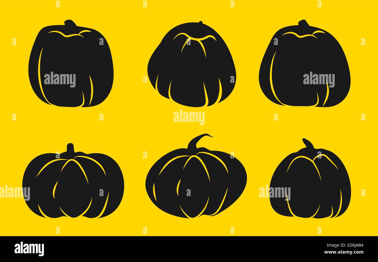 Set of Autumn pumpkin glyph icons with white line.Template different ...