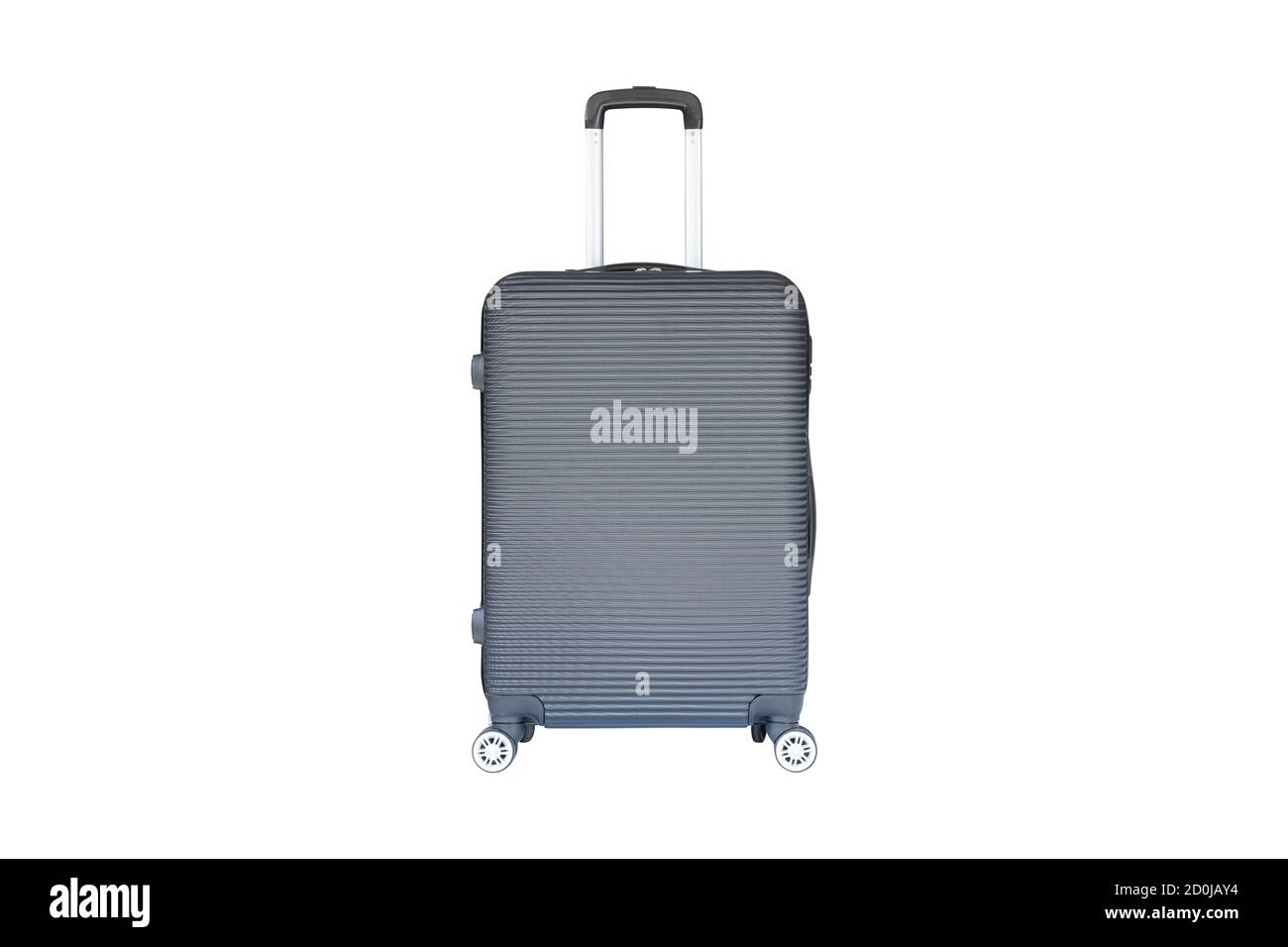 Beautiful gray color travel luggage isolated on white background Stock ...