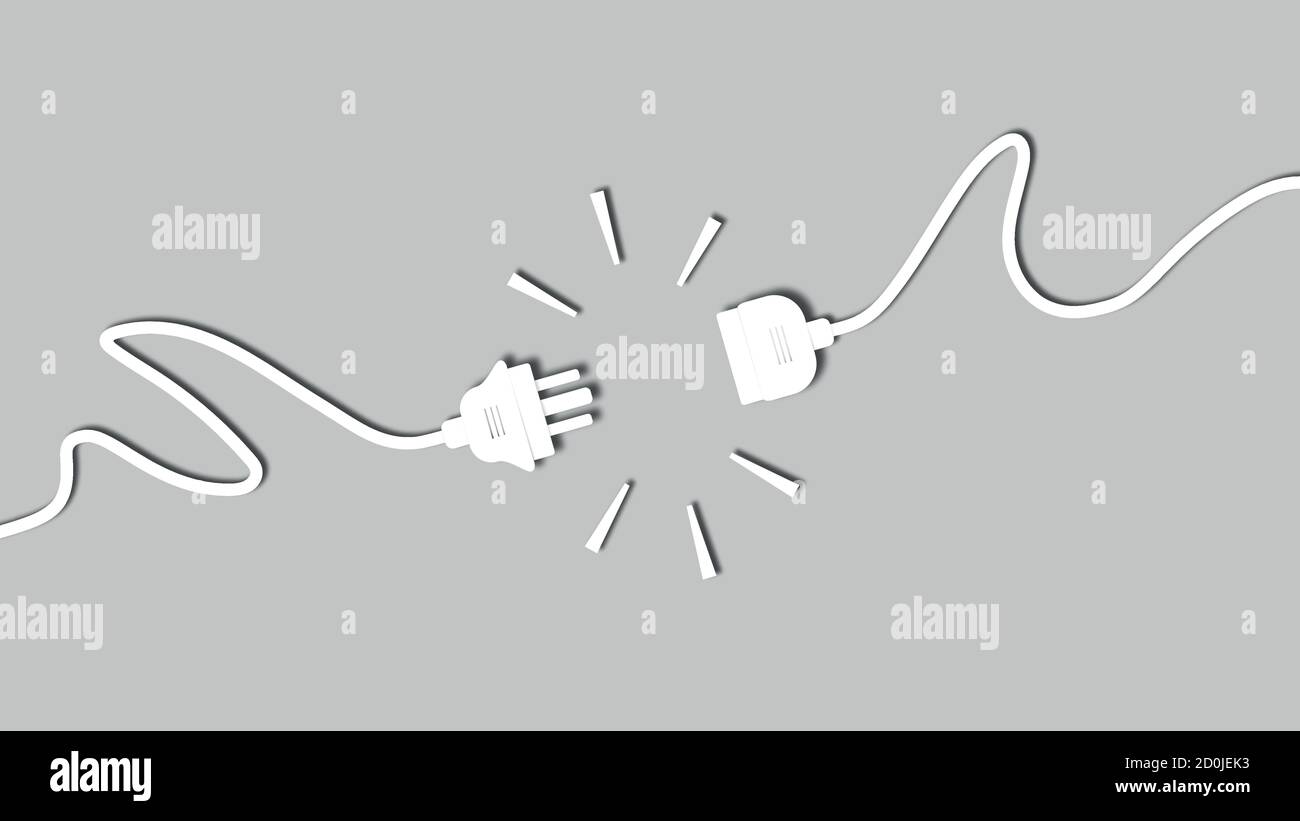 Disconnect and connect concept with plug and socket. Paper cut art ...