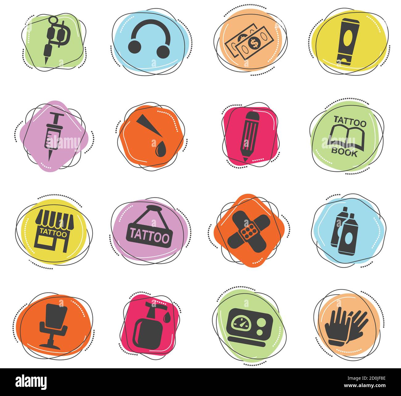 tattoo salon icon set Stock Vector Image & Art - Alamy
