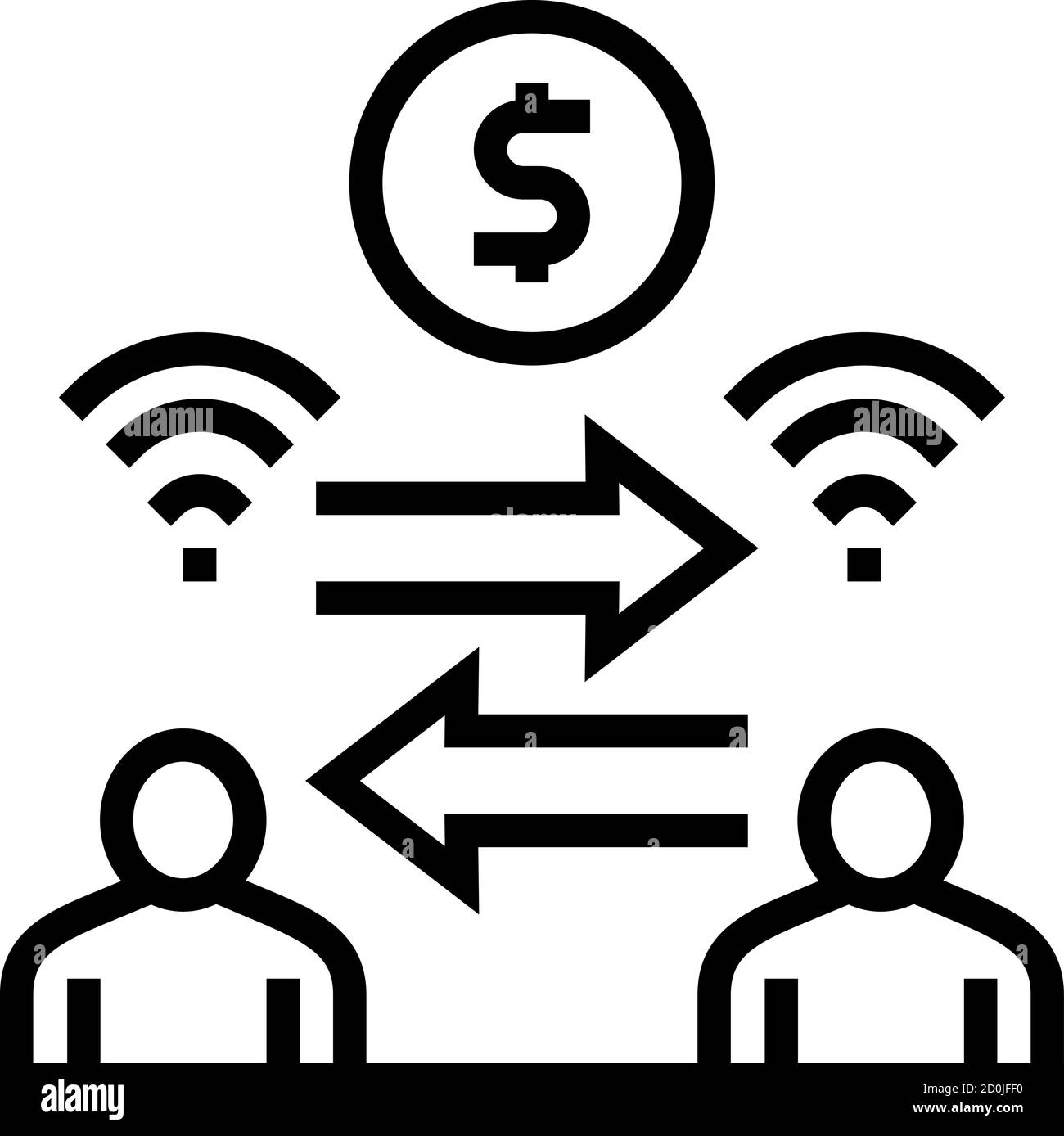 money exchange among bank users line icon vector illustration Stock ...